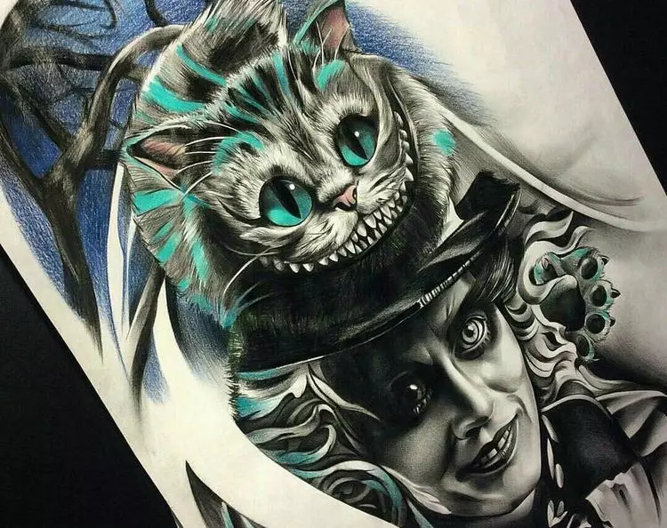 Cheshire katt tatuering