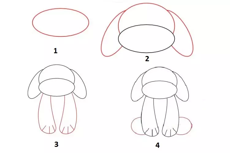 Schritt für Schritt Zeichnung eines Hundes