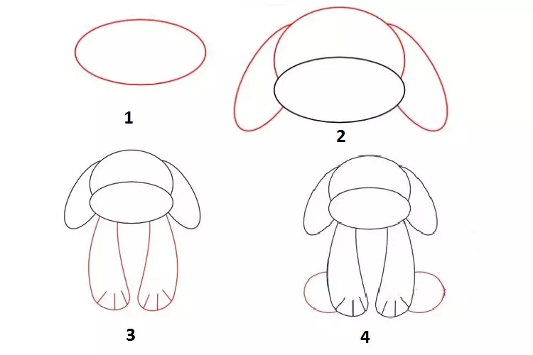 ನಾಯಿಯ ಹಂತ ಹಂತದ ರೇಖಾಚಿತ್ರ